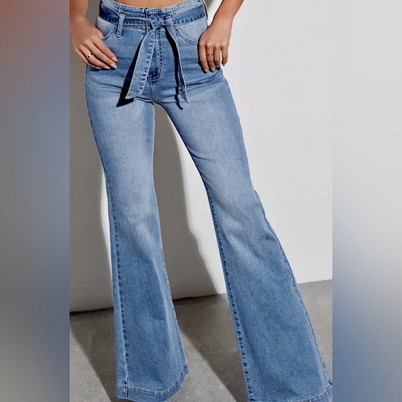Vici | Jeans | Vici High Waisted Flare Leg Jeans With Sash Belt From Flying Tomato New In Bag ...